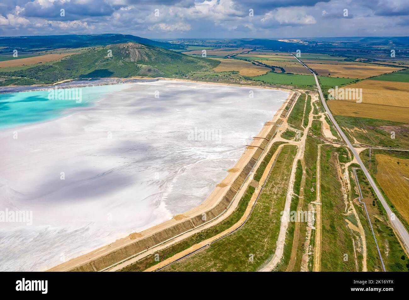 Aerial top view of a factory garbage dump. Waste Disposal Facility ...
