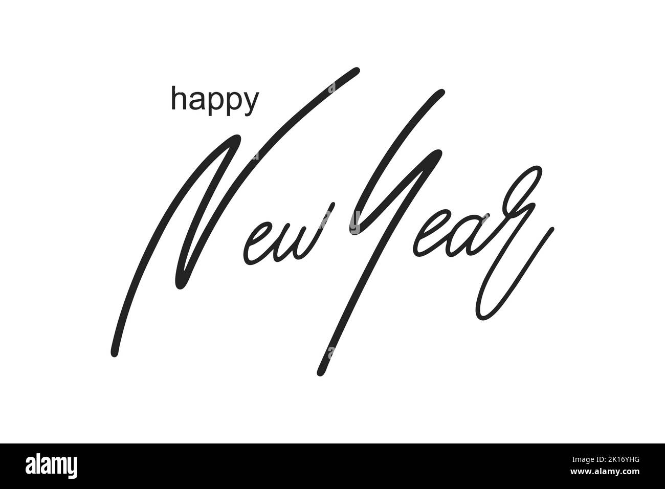 Happy New Year hand lettering calligraphy. Vector holiday illustration element. Typographic ...
