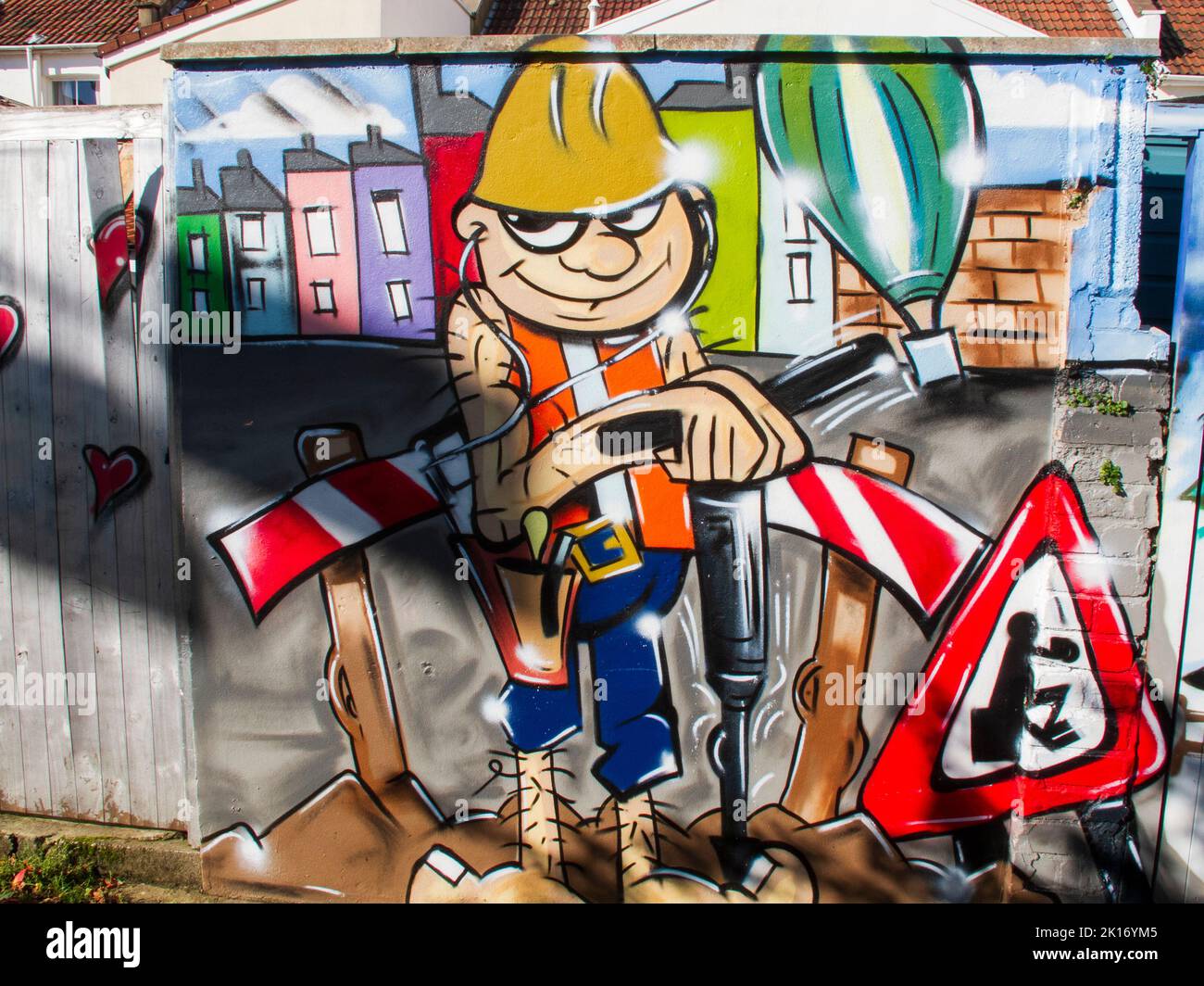 Graffiti image of roadworks Stock Photo - Alamy