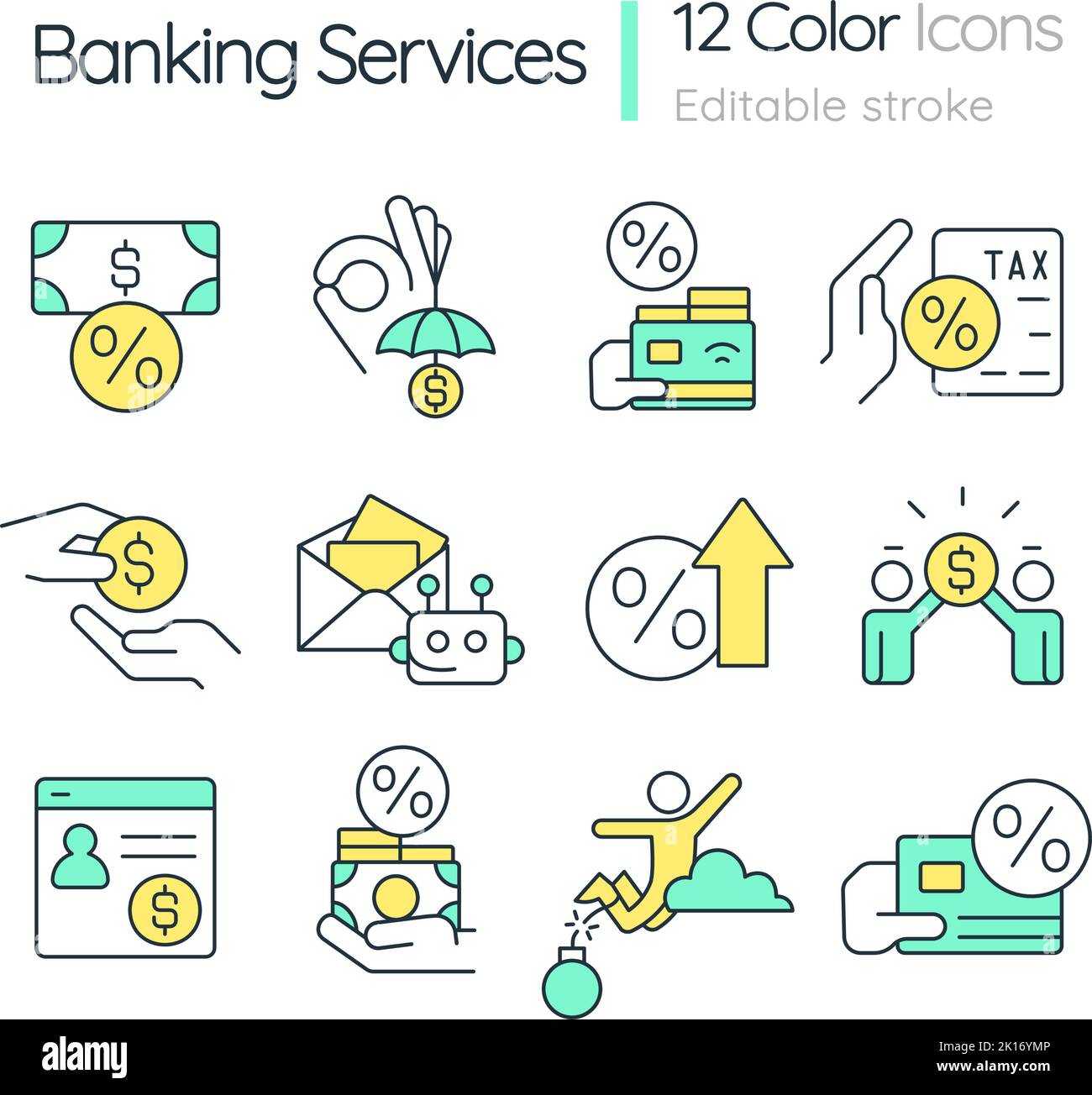 Banking services RGB color icons set Stock Vector Image & Art - Alamy
