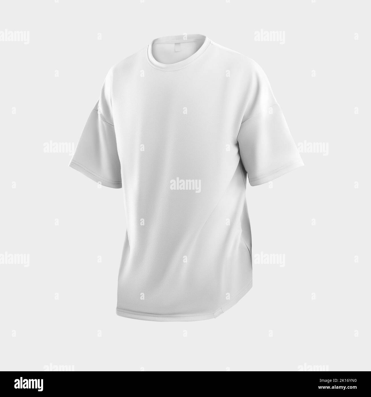 Oversized white t-shirt template 3D rendering, men's, women's cotton ...