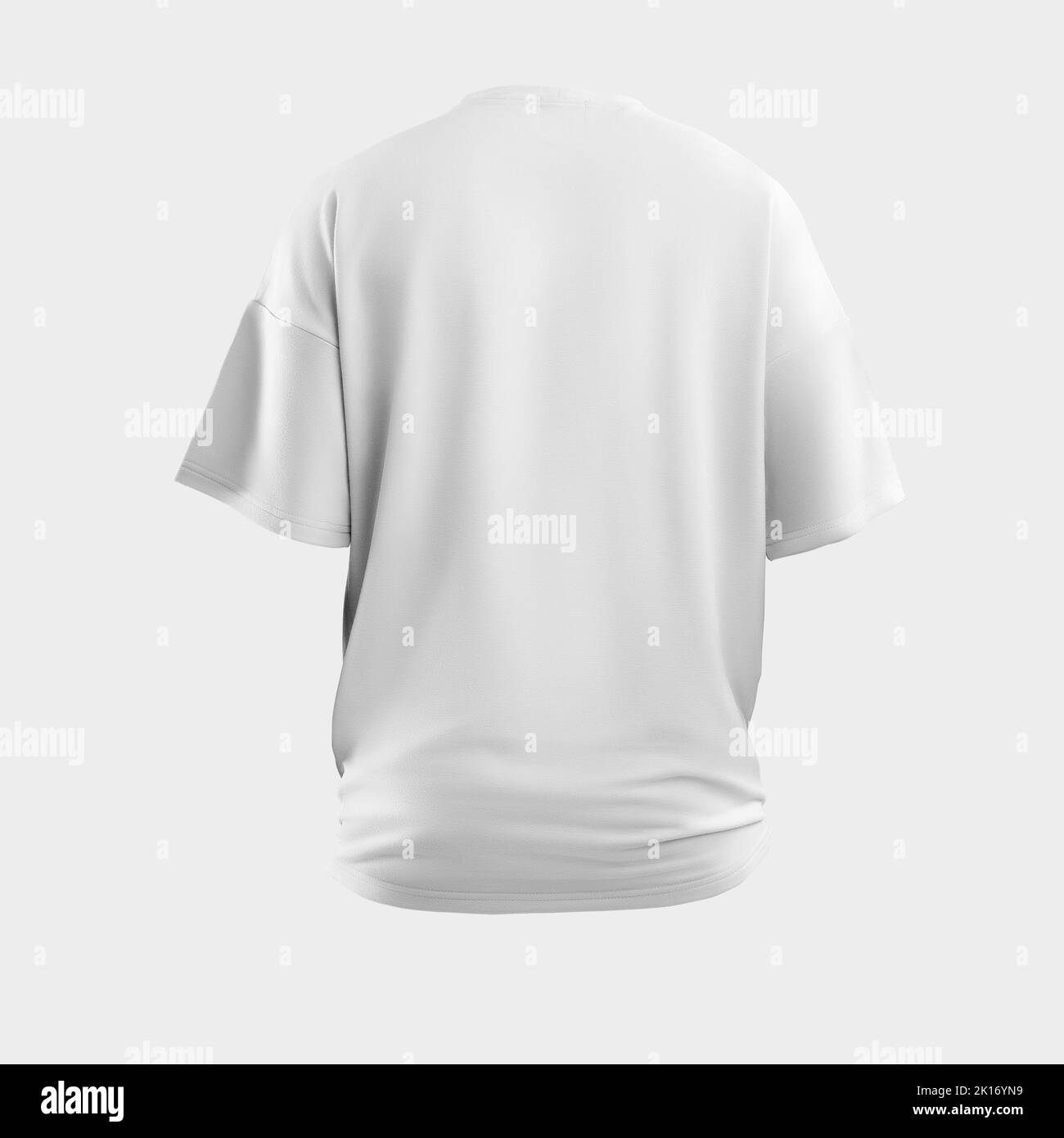 Oversized white t-shirt template 3D rendering, back view, universal ...