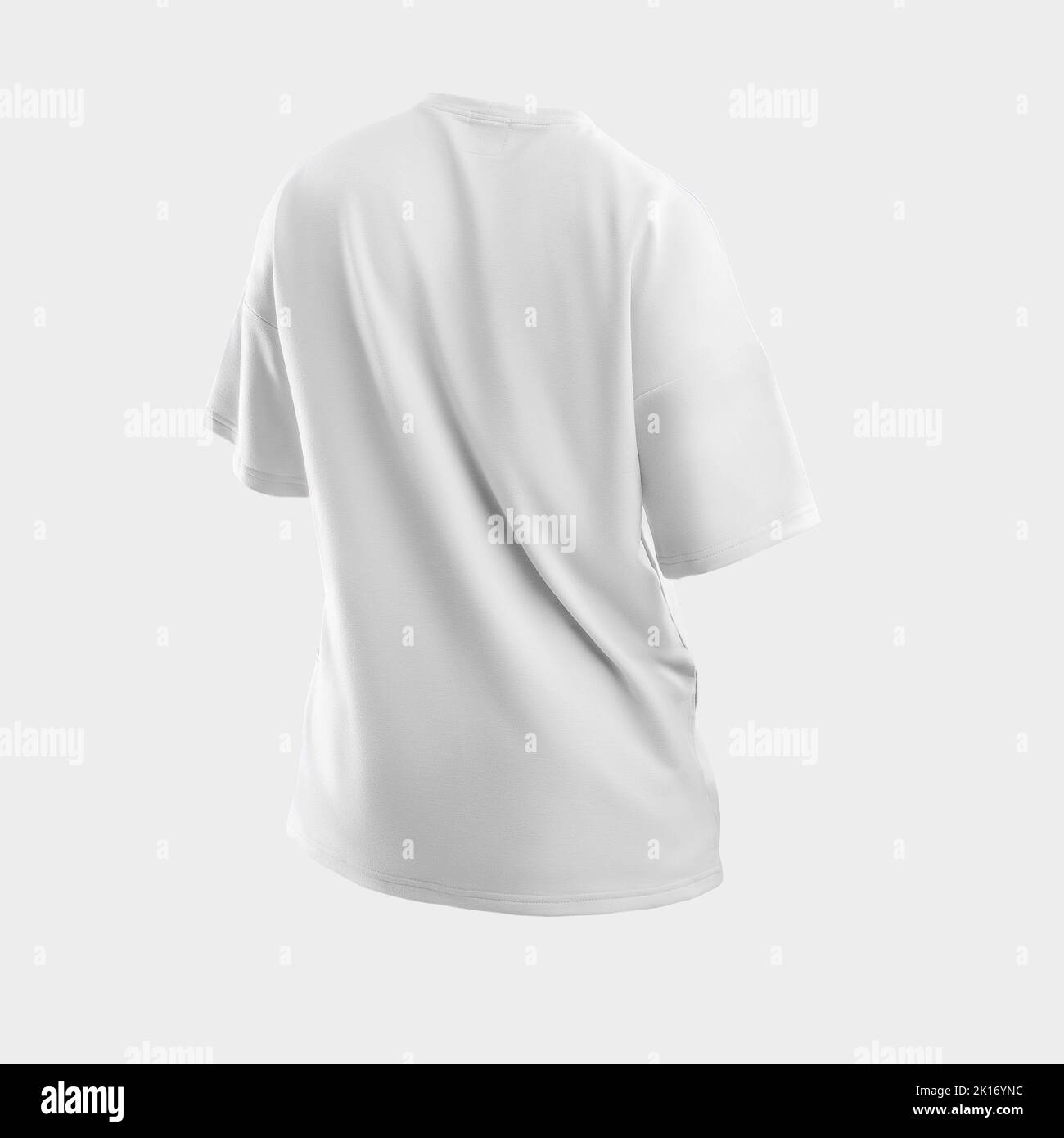 Mockup of universal white t-shirt oversize 3D rendering, back view ...