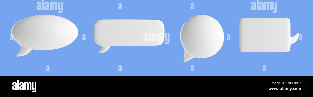 3d render speech bubbles, isolated white communication and thought ...