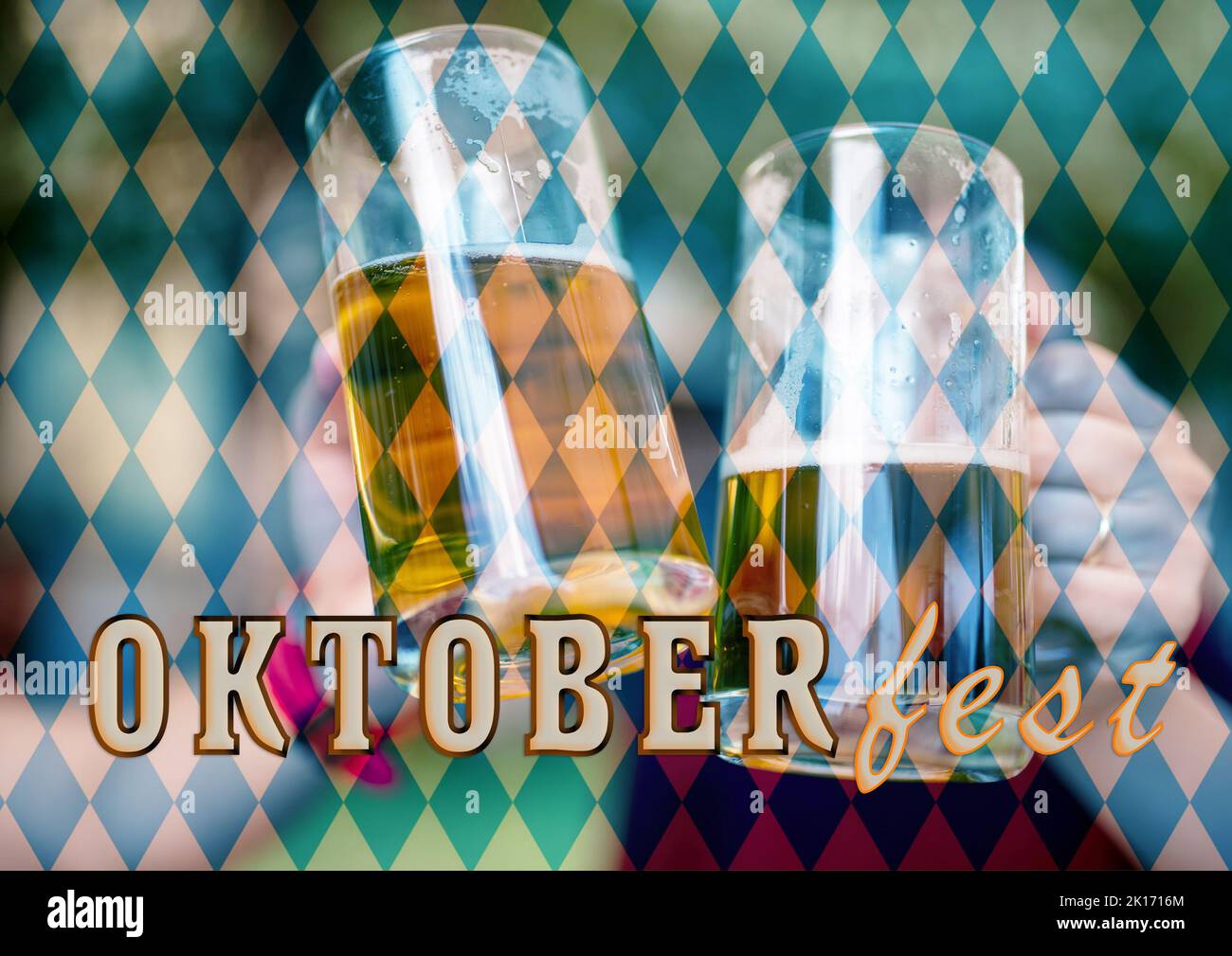 Oktoberfest toast with beer mugs Stock Photo - Alamy