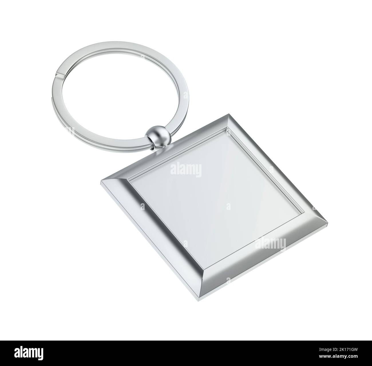 Blank silver keychain isolated on white background Stock Photo - Alamy