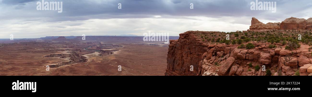 Scenic Panoramic View of American Landscape and Red Rock Mountains in ...
