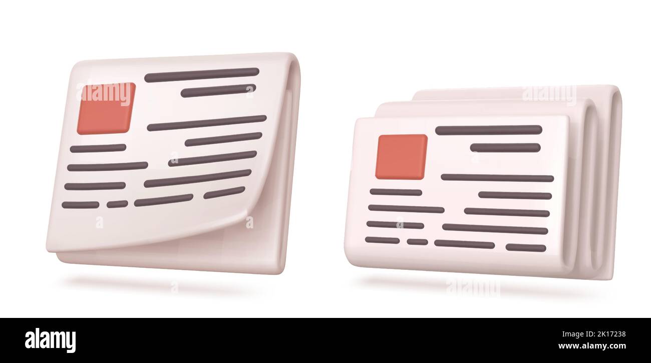 3D newspaper icons set isolated on white background. Vector ...