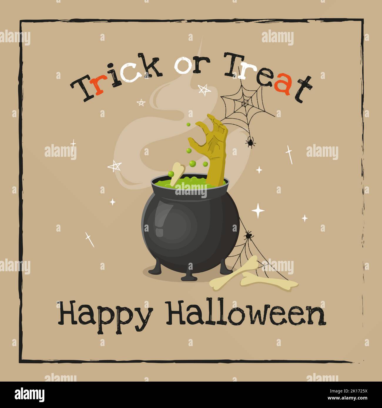 congratulatory inscriptions Trick or Treat and Happy Halloween witch ...