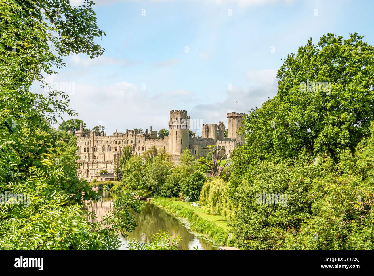 Warwick Castle at the River Avon in Warwick, Warwickshire, England ...