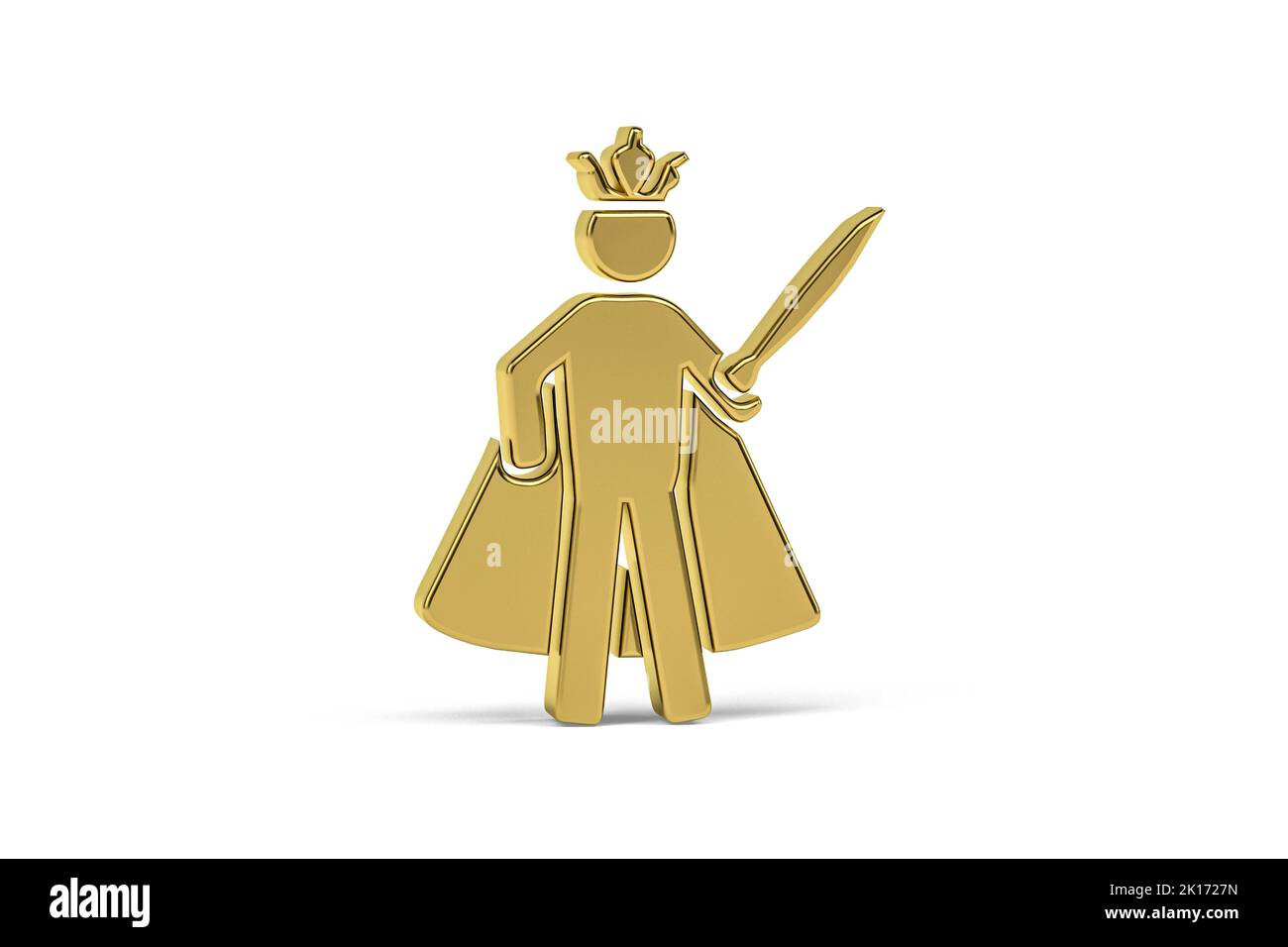 Golden 3d king icon isolated on white background - 3d render Stock ...
