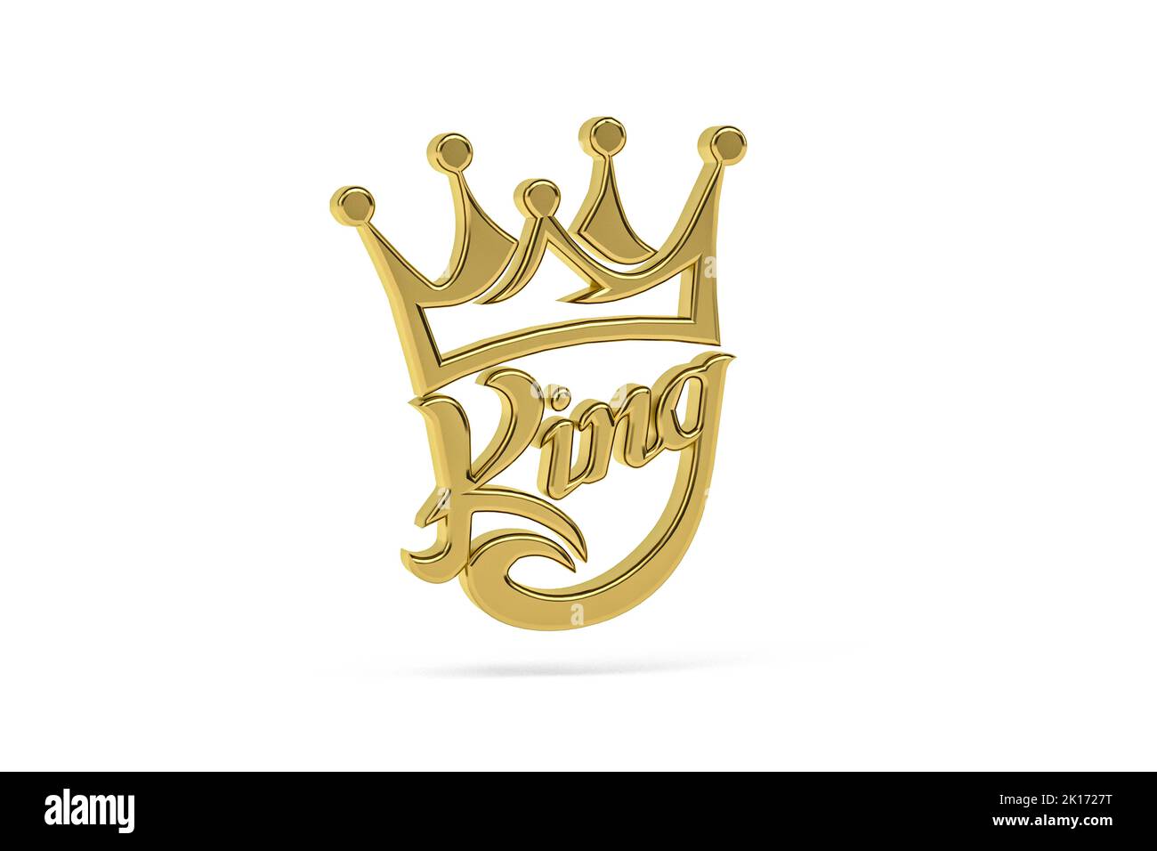 Golden 3d king icon isolated on white background - 3d render Stock ...