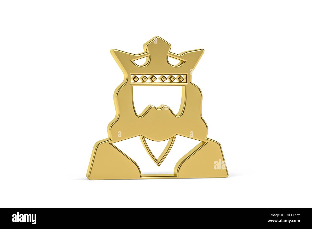 Golden 3d king icon isolated on white background - 3d render Stock ...