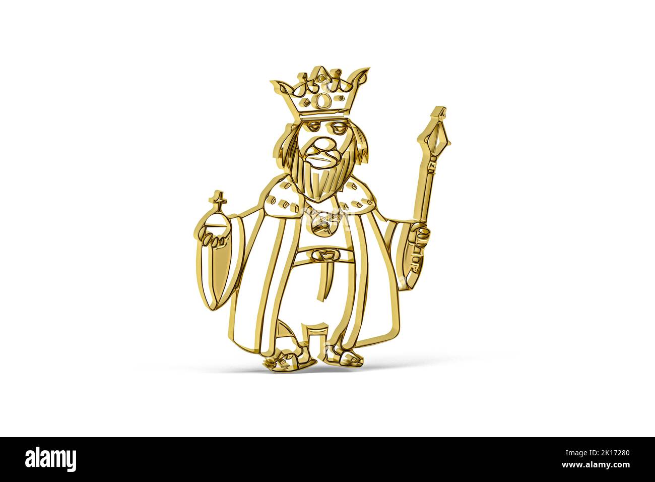 Golden 3d king icon isolated on white background - 3d render Stock ...