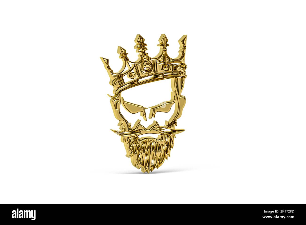 Golden 3d king icon isolated on white background - 3d render Stock ...