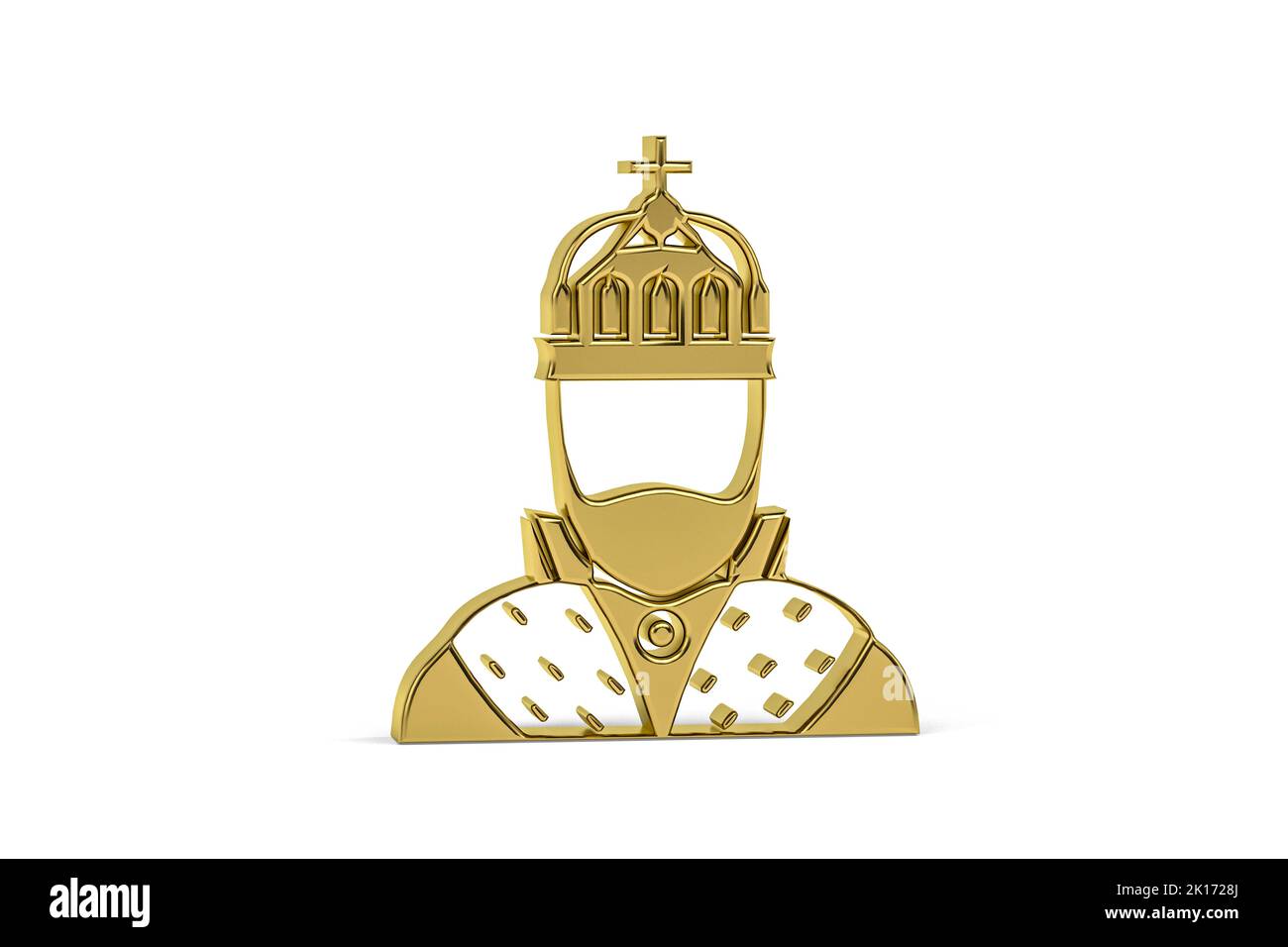 Golden 3d king icon isolated on white background - 3d render Stock ...
