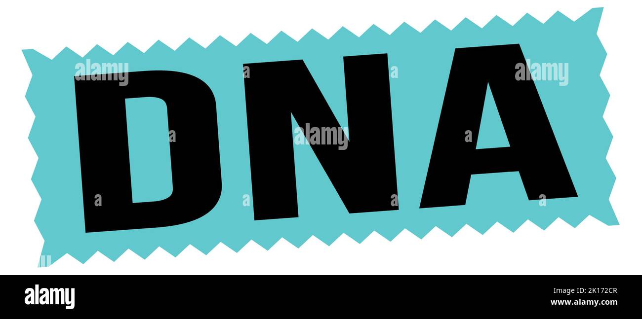 DNA text written on blue-black zig-zag stamp sign Stock Photo - Alamy