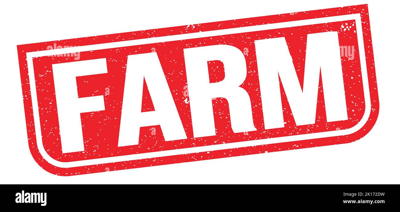 FARM text written on red grungy stamp sign Stock Photo - Alamy