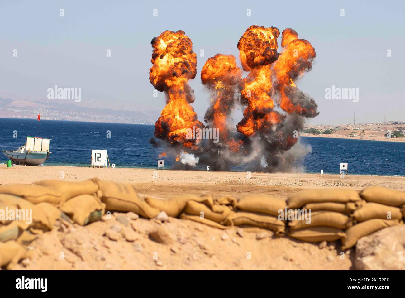 September 11, 2022 - Aqaba Free Zone, Jordan - A simulated enemy attack ...