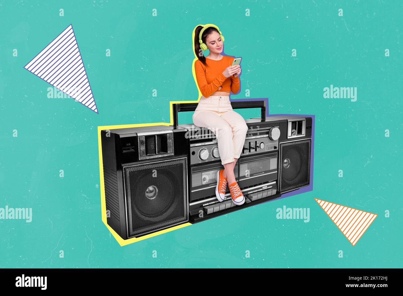 Creative 3d collage artwork poster postcard sketch of funny funky ...