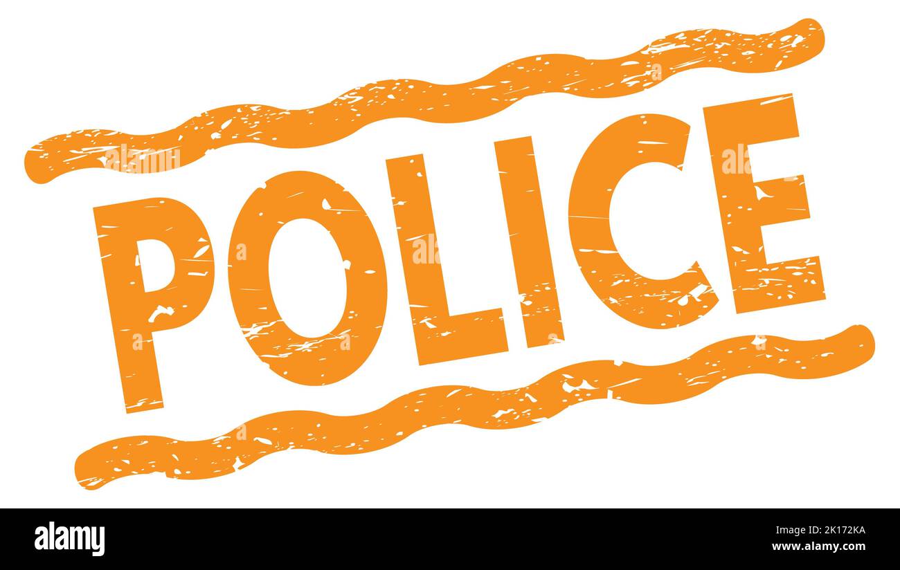 POLICE text written on orange lines stamp sign Stock Photo - Alamy