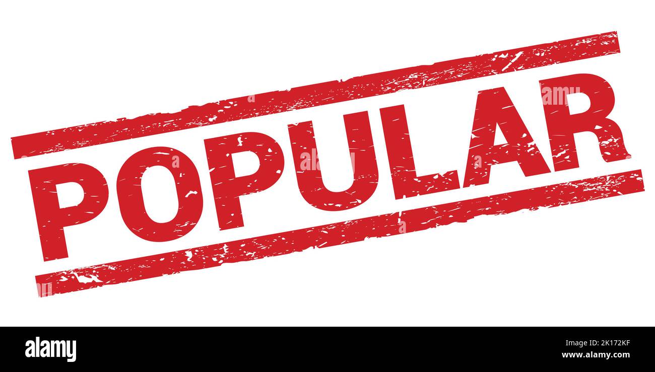 POPULAR text written on red rectangle stamp sign Stock Photo - Alamy