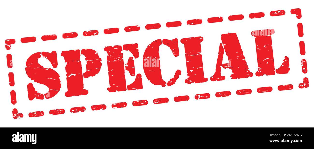 SPECIAL text written on red dash stamp sign Stock Photo - Alamy