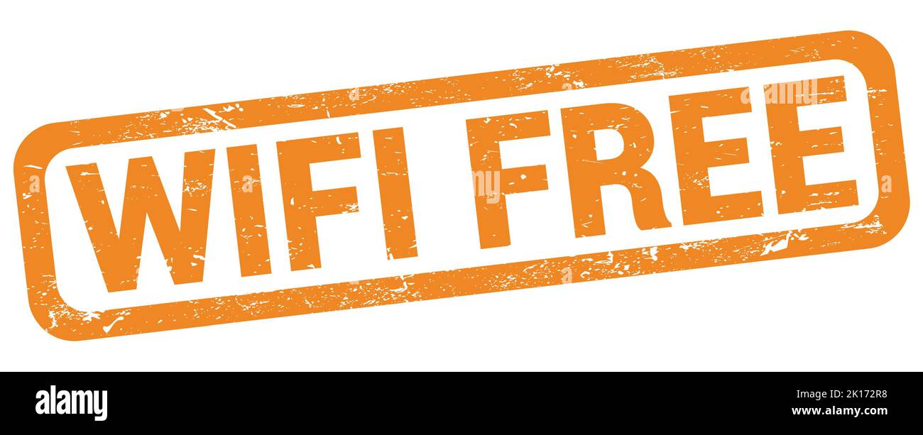 WIFI FREE text written on orange rectangle stamp sign Stock Photo - Alamy