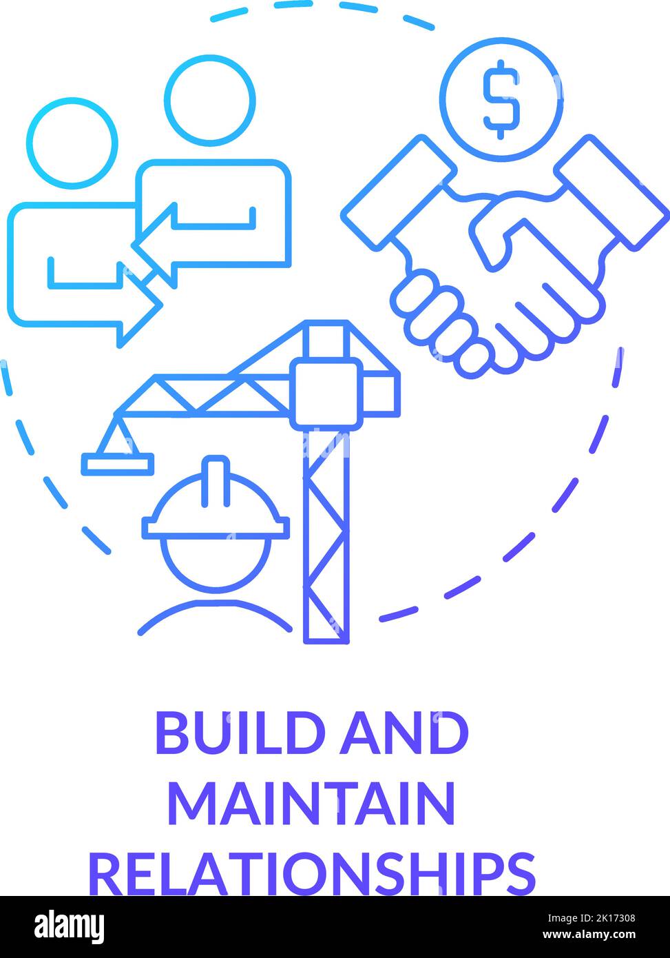 Build and maintain relationships blue gradient concept icon Stock ...