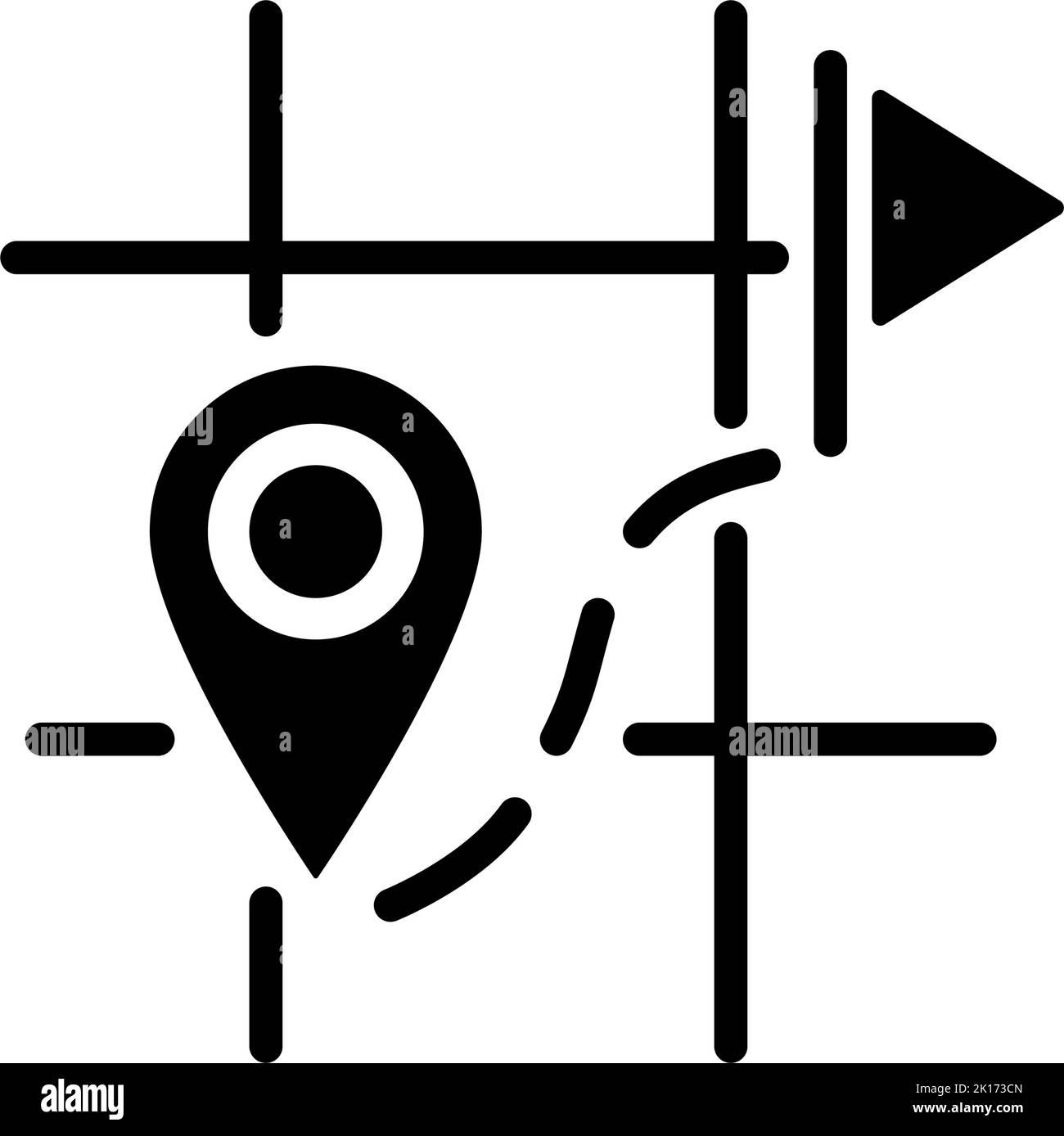 Searching for destination on map black glyph icon Stock Vector Image ...