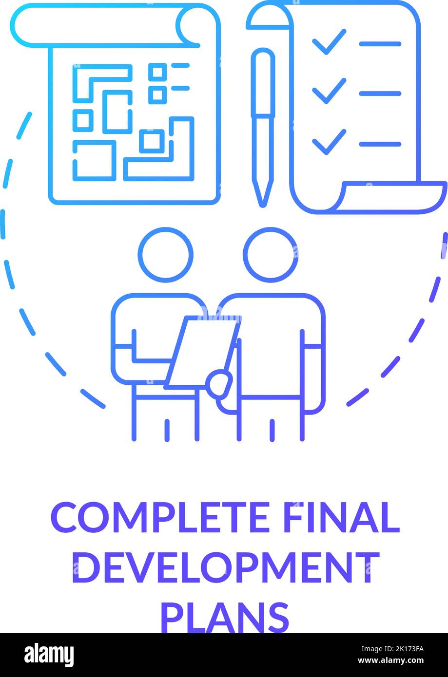 Complete final development plans blue gradient concept icon Stock Vector Image & Art - Alamy