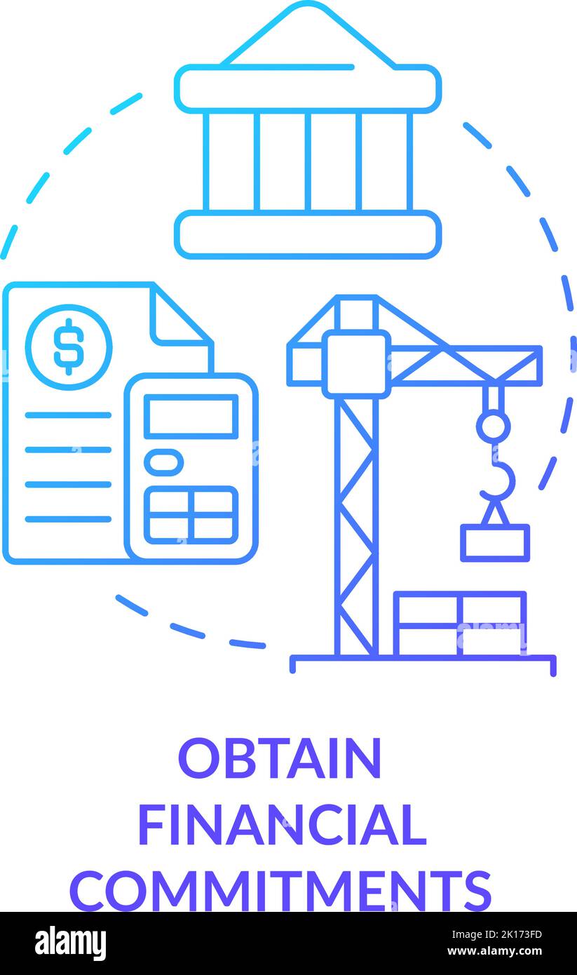 Obtain financial commitments blue gradient concept icon Stock Vector ...