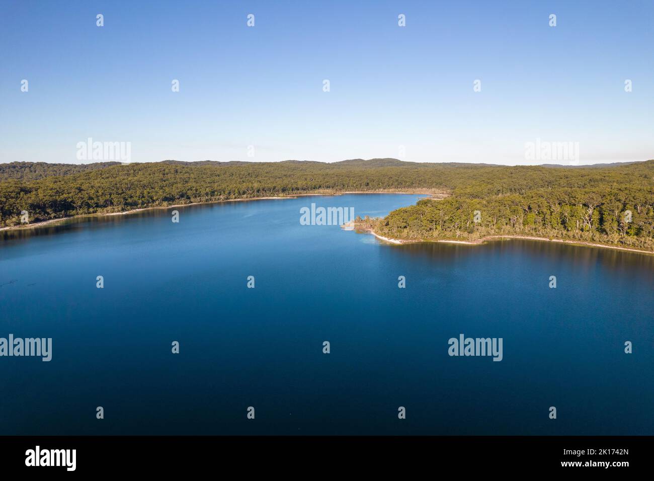 Arial view of Lake Proserpine in Queensland, Australia. The calm water ...