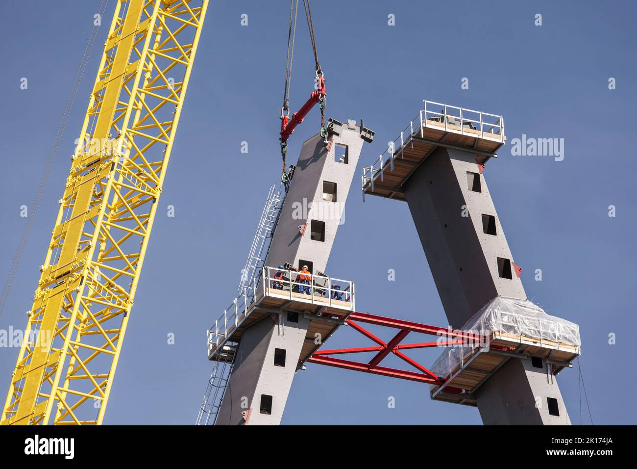 construction site of the new river Rhine bridge of the Autobahn A1 ...