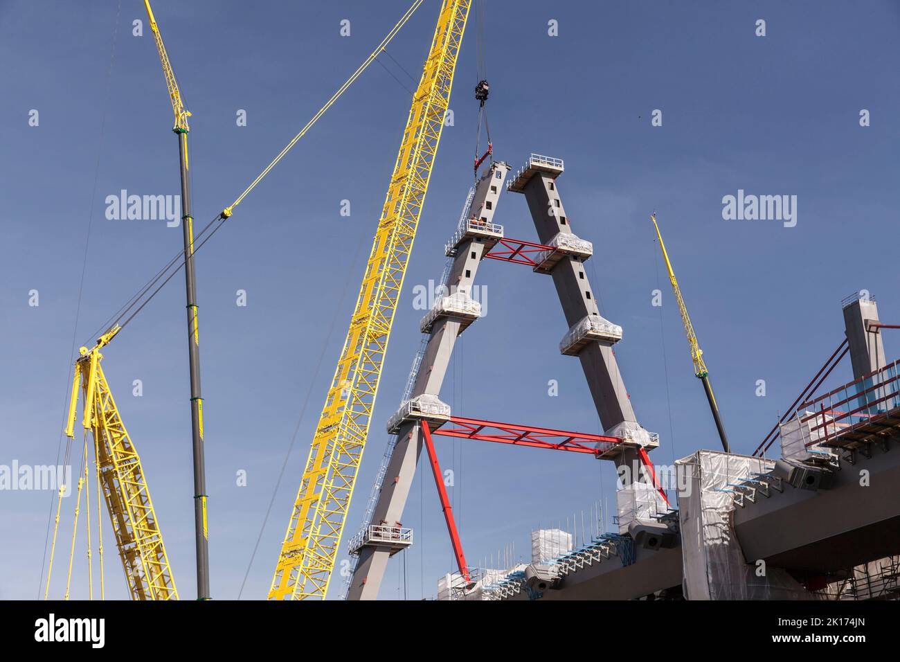construction site of the new river Rhine bridge of the Autobahn A1 ...
