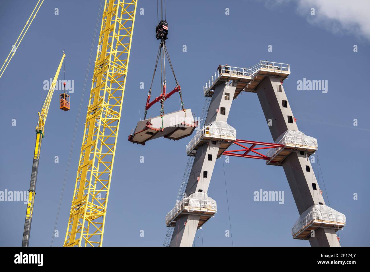 construction site of the new river Rhine bridge of the Autobahn A1 ...