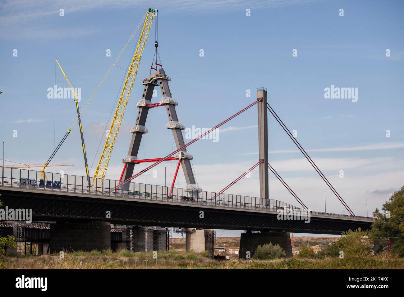 construction site of the new river Rhine bridge of the Autobahn A1 ...