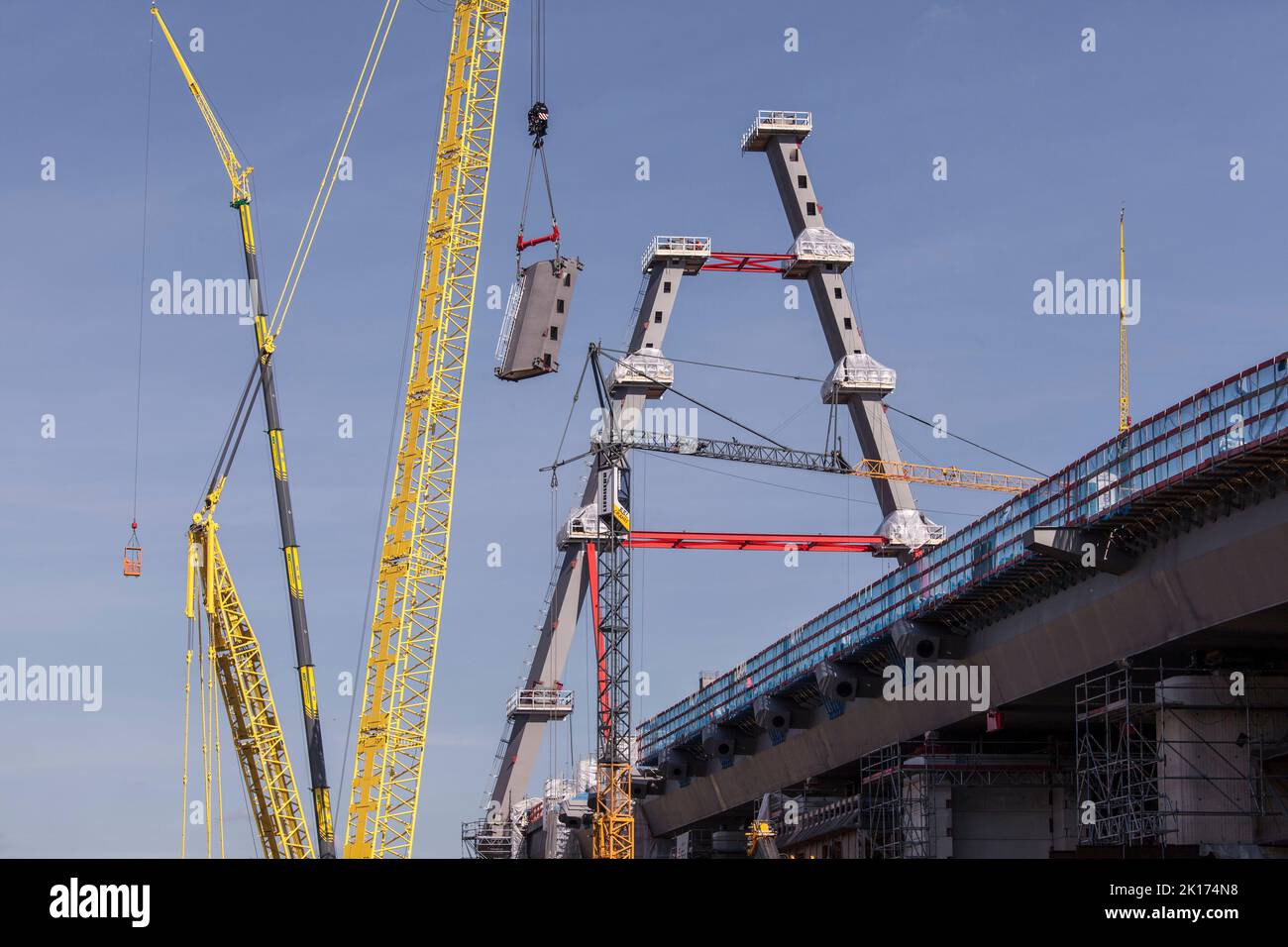 construction site of the new river Rhine bridge of the Autobahn A1 ...