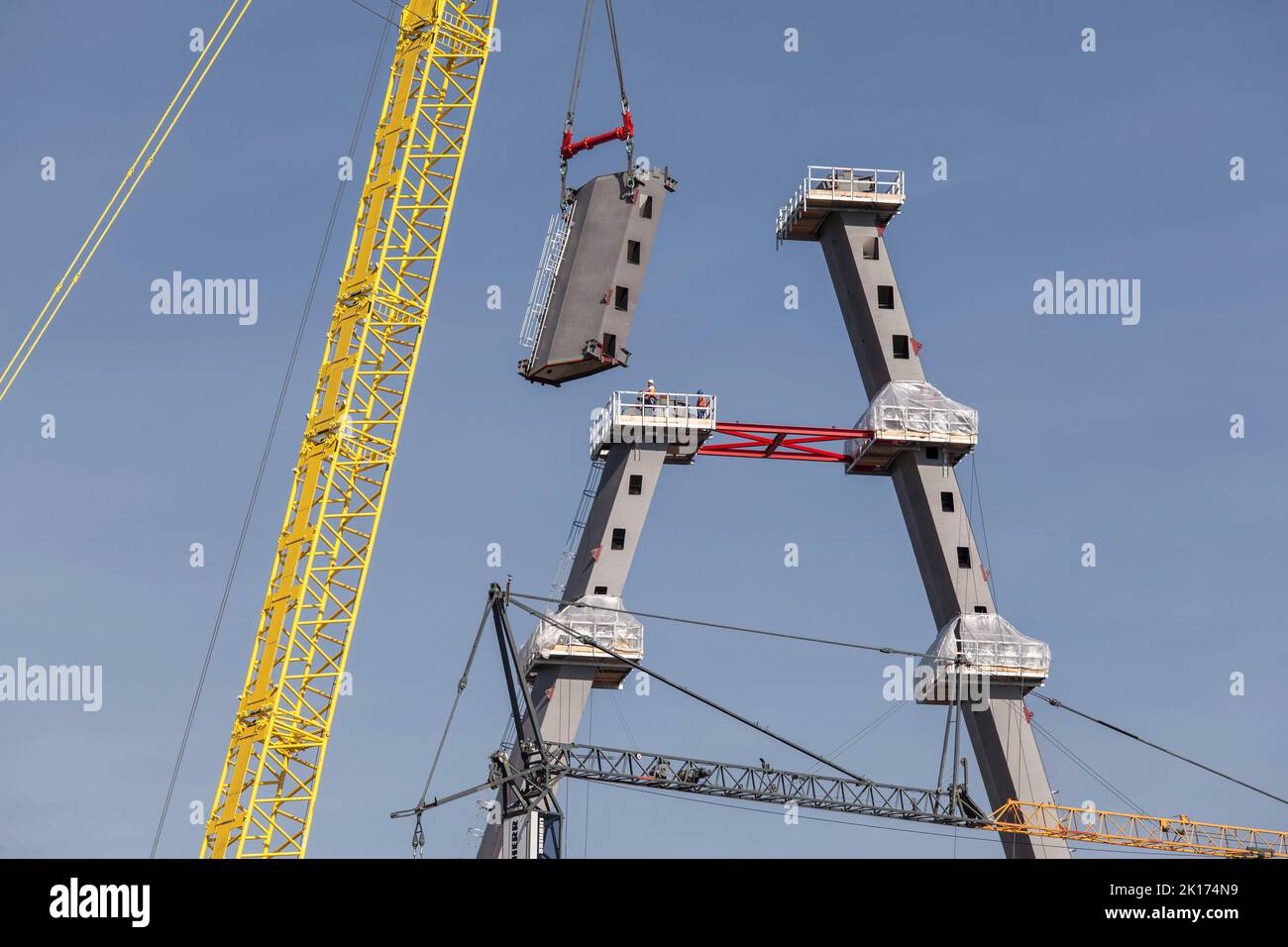 construction site of the new river Rhine bridge of the Autobahn A1 ...