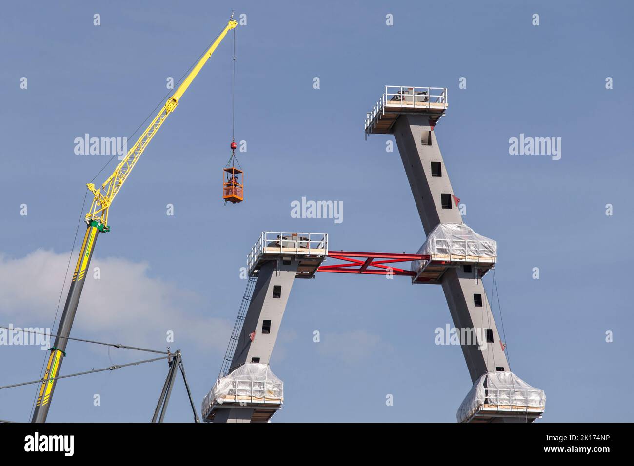 construction site of the new river Rhine bridge of the Autobahn A1 ...