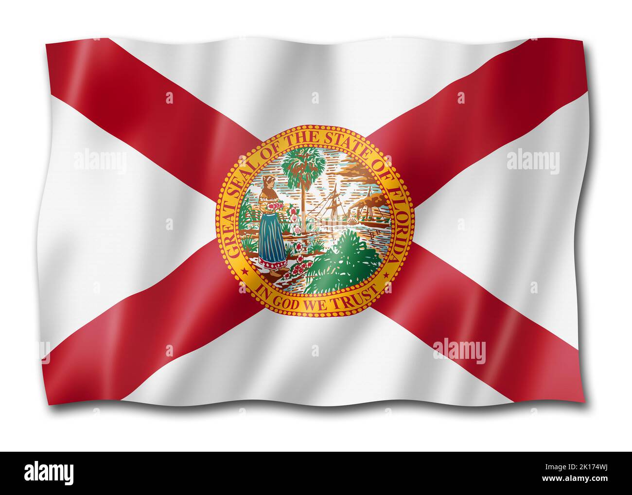 Florida flag, united states waving banner collection. 3D illustration ...
