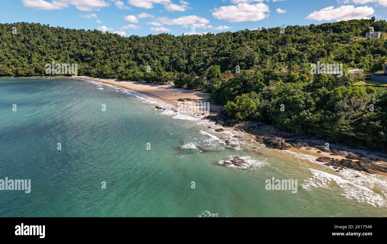 Drone photography of Etty Bay in Queensland Australia. Lush green ...