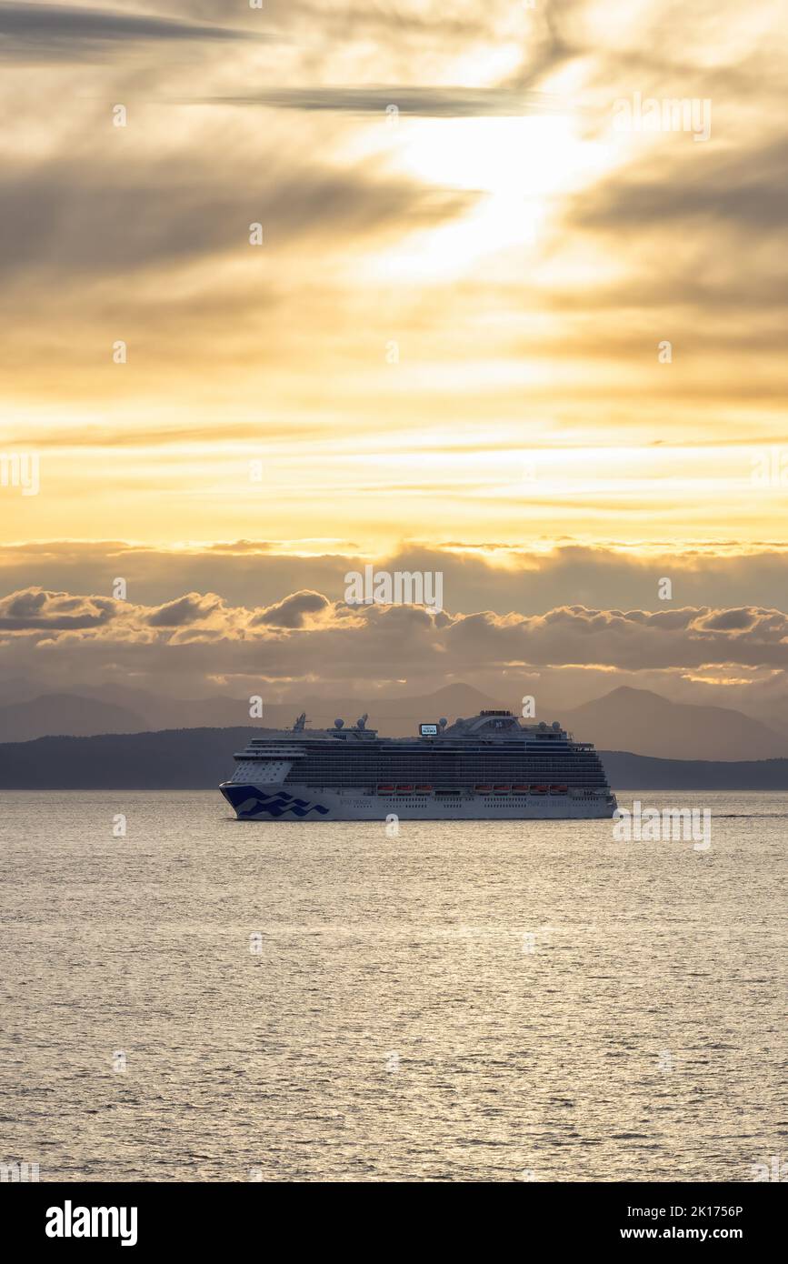 Royal Princess Cruise in Pacific Ocean during dramatic summer sunset ... Royal Princess Cruise in Pacific Ocean during dramatic summer sunset ...