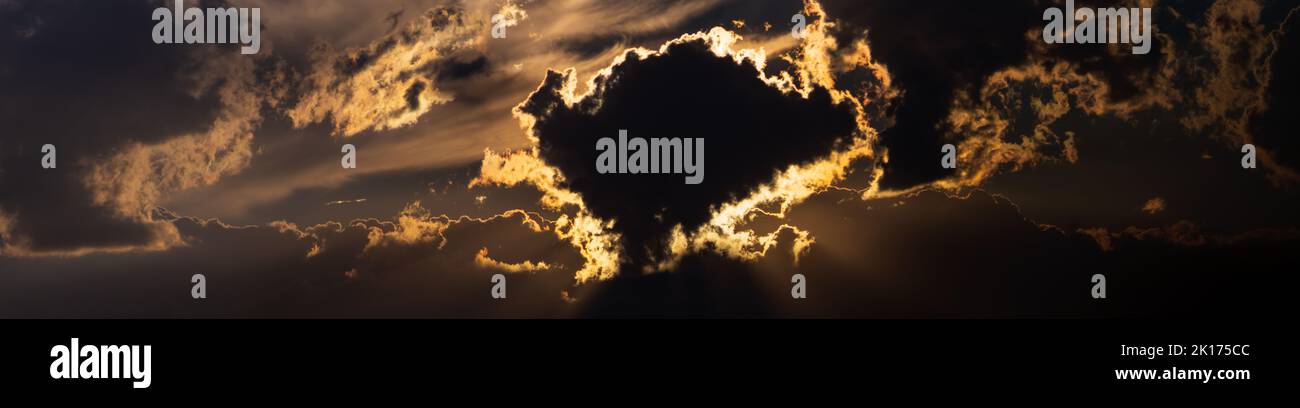 Heavenly sunset panorama. Landscape of the power of heaven and nature ...