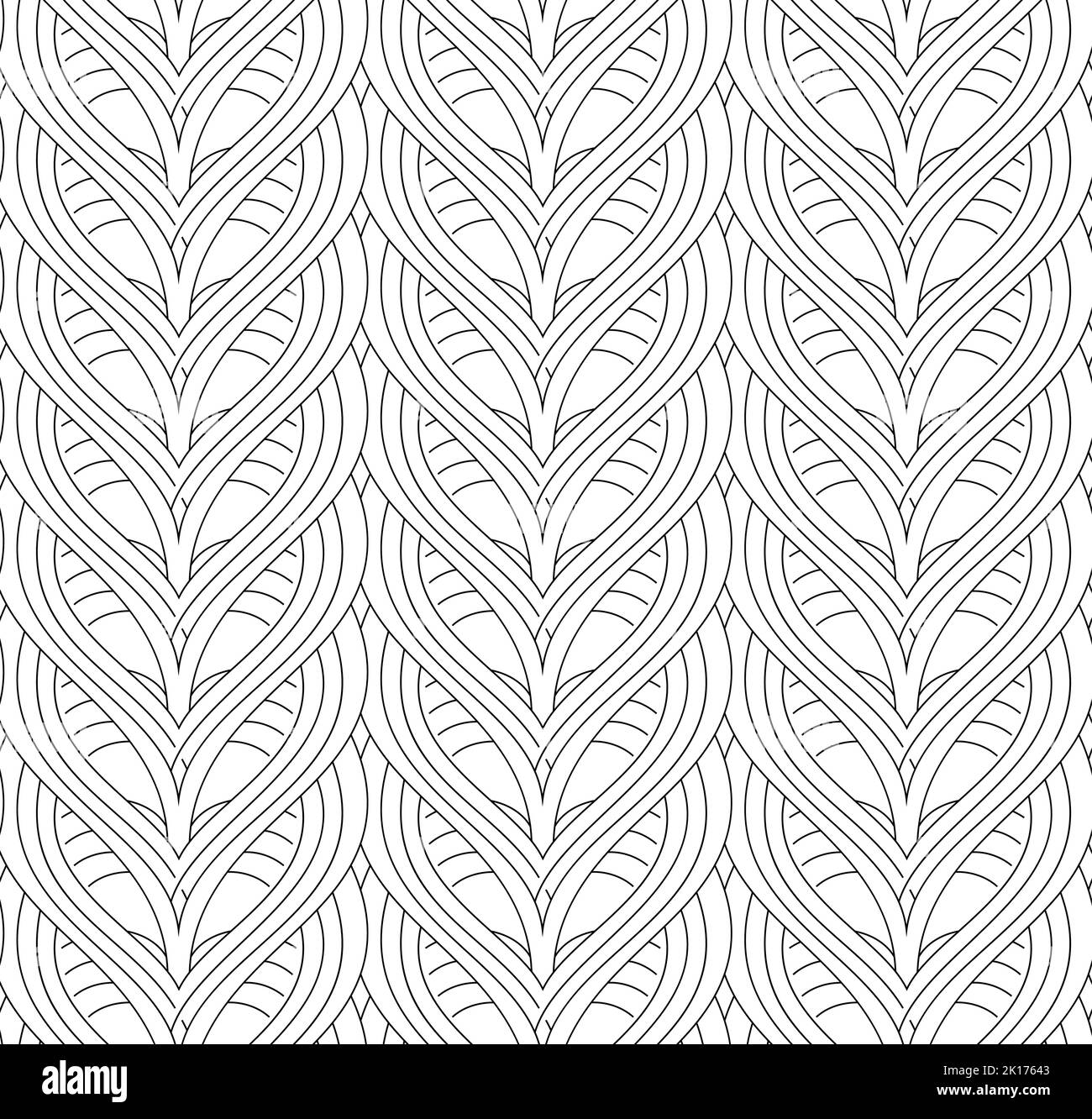 Seamless linear vector pattern of interlaced hearts. Seamless black and ...