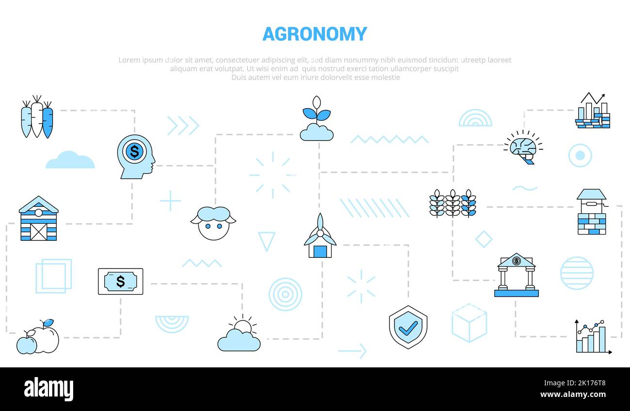 Agronomy Concept With Icon Set Template Banner With Modern Blue Color Style Vector Illustration