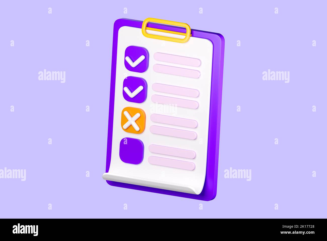 3d cheklist clipboard icon. Todo or tasks list, vote form, online survey, feedback or ...
