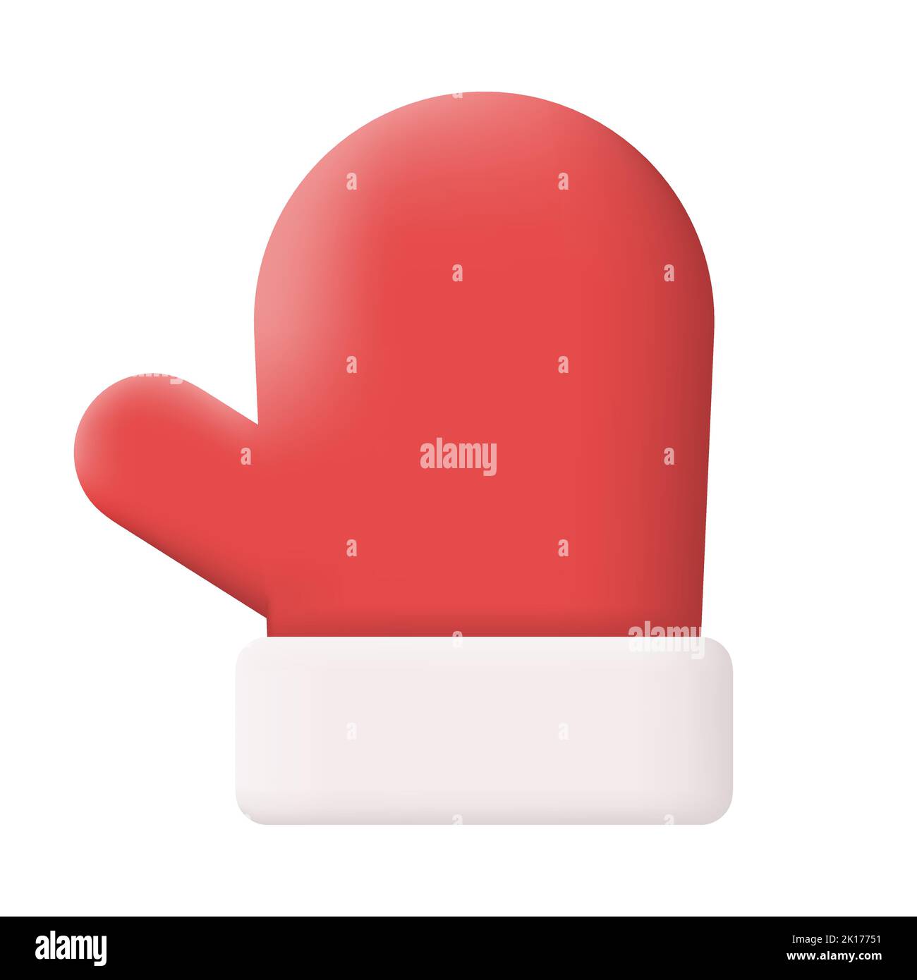 Christmas Red Mitten 3D Icon Vector Illustration on White Background ...