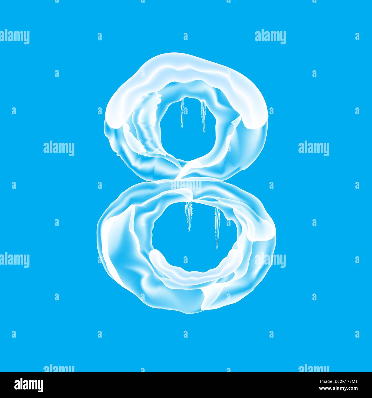 Snow Ice Cap with Number Eight Isolated on Blue Background. Christmas ...