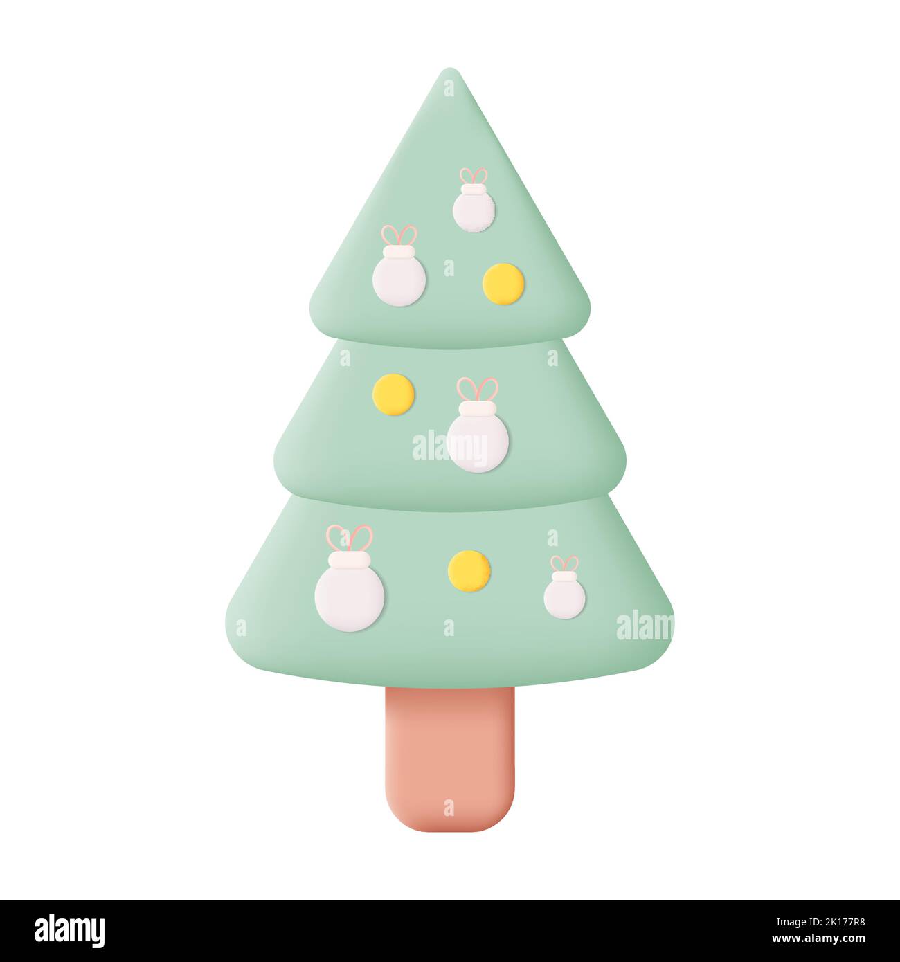 Decorated Christmas Tree 3D Icon Vector Illustration on White ...
